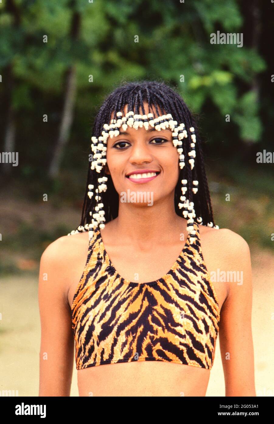 1990s Trinidad and Tobago - Local woman in Tobago with beaded ...