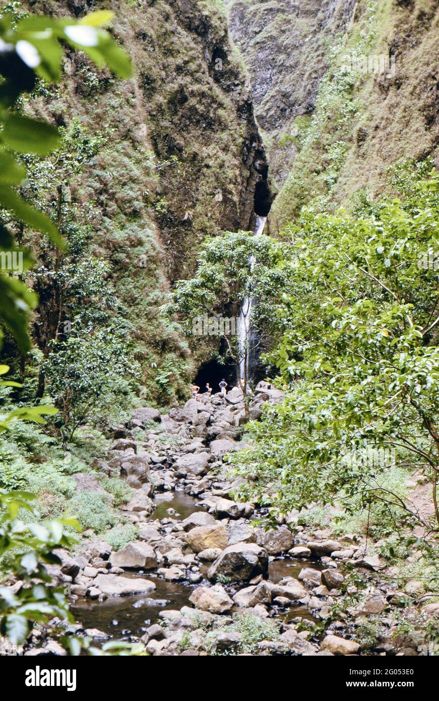 View of Sacred Falls in Oahu Hawaii ca. 1973 Stock Photo - Alamy