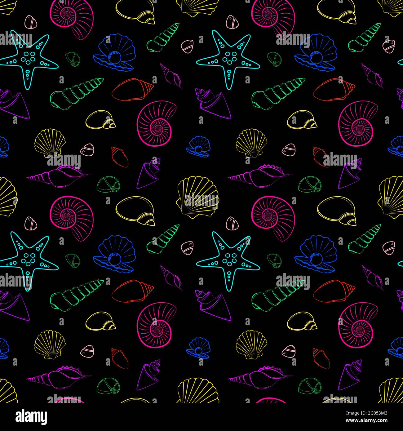 Cartoon sea shells seamless background pattern Stock Vector Image & Art ...