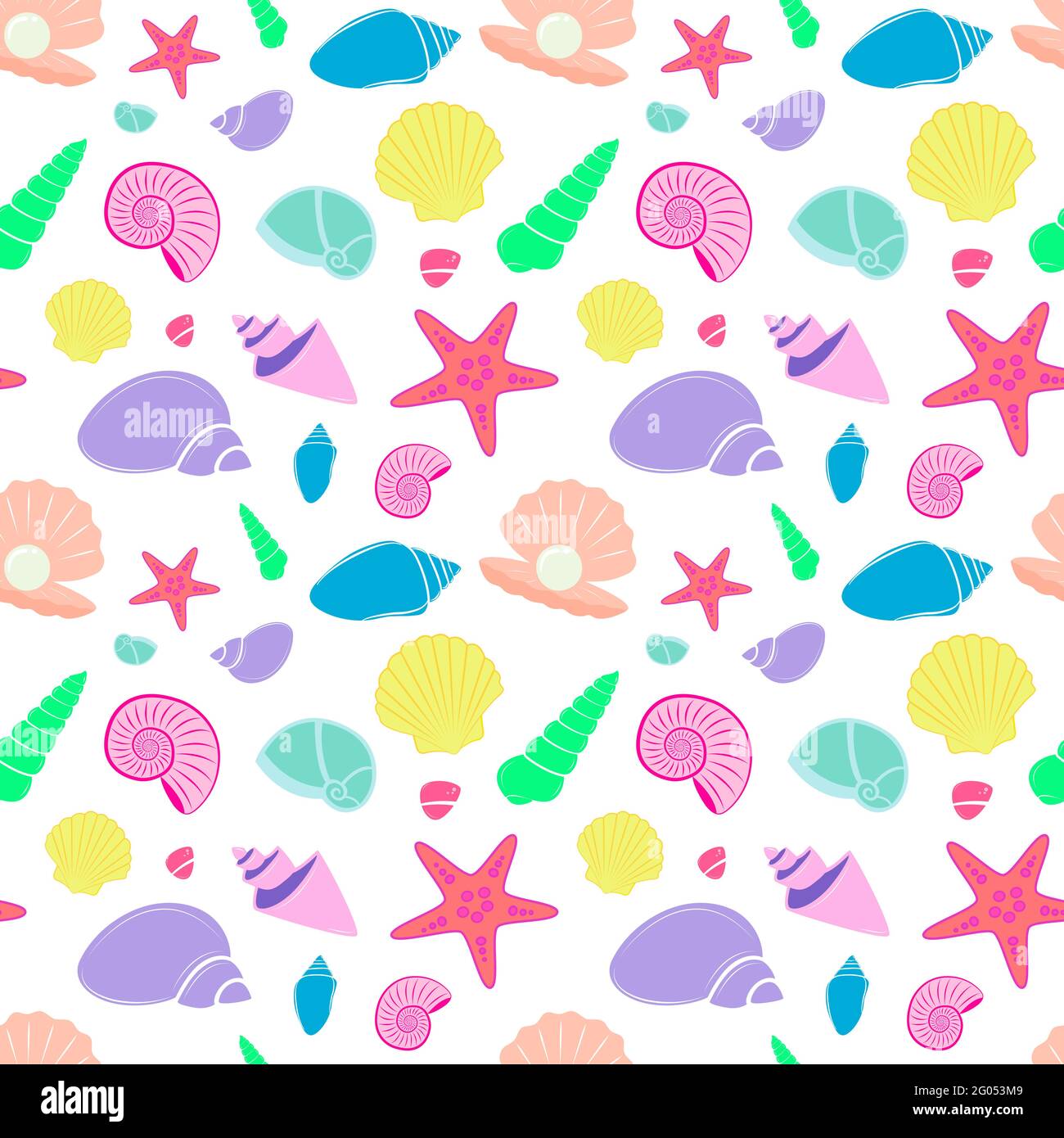 Cartoon sea shells seamless background pattern Stock Vector Image & Art ...