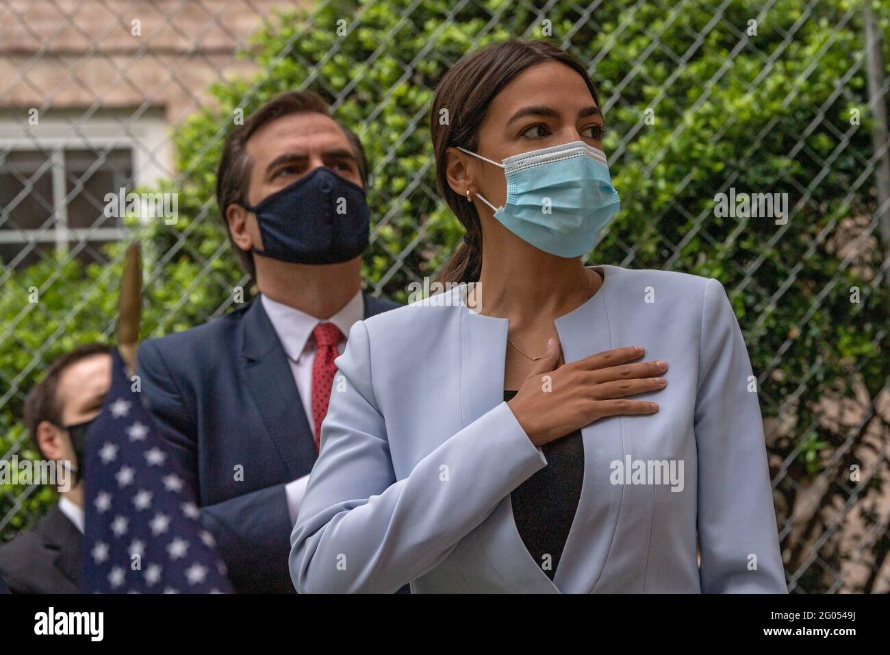 United States Congresswoman Alexandria Ocasio-Cortez (r) and NY Senator ...