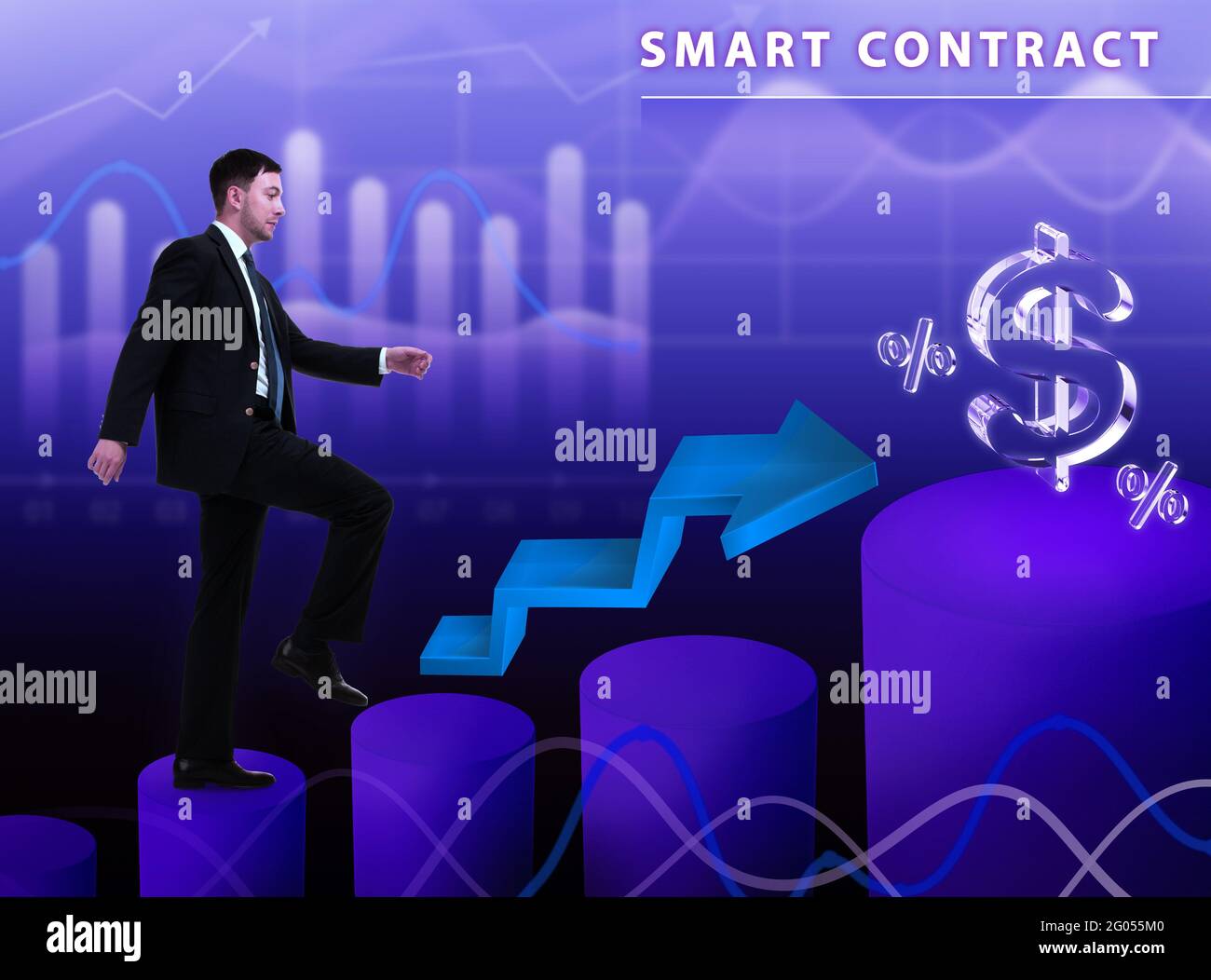 Business, technology, internet and network concept. Young businessman ...