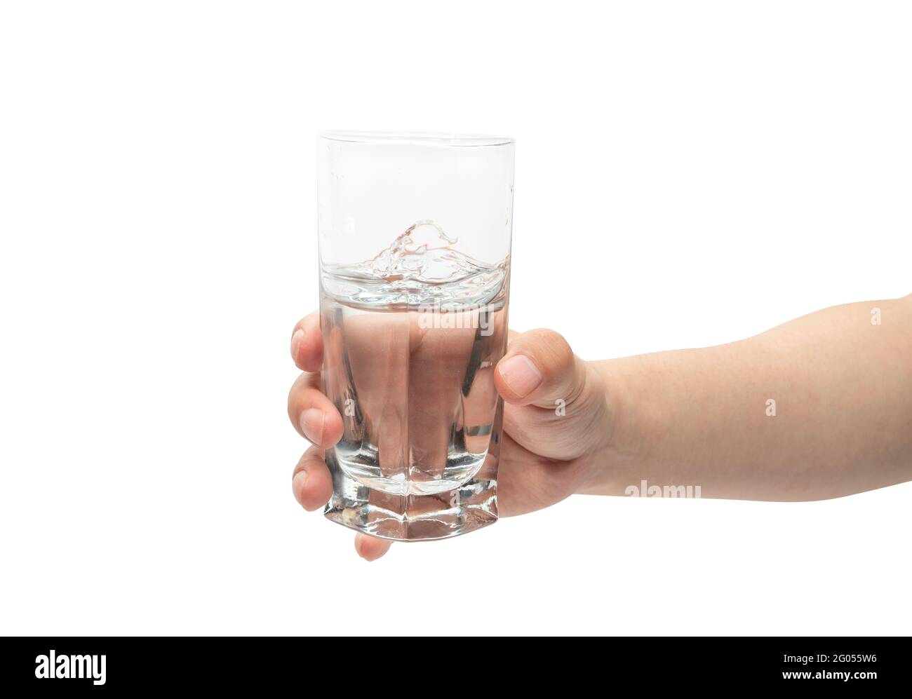 male hand holding glass cup. Isolated on white background Stock Photo ...