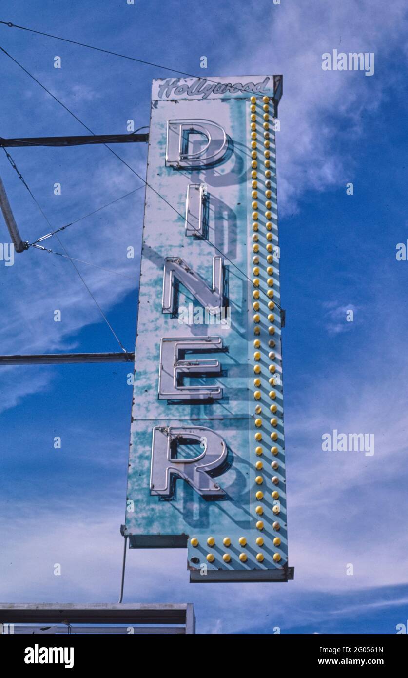 1980s America - Hollywood Diner sign, Grants, New Mexico 1987 Stock ...