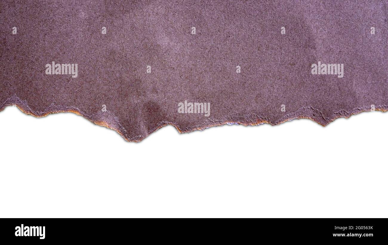 Torn horizontal old brown paper with soft shadows for split text on a ...