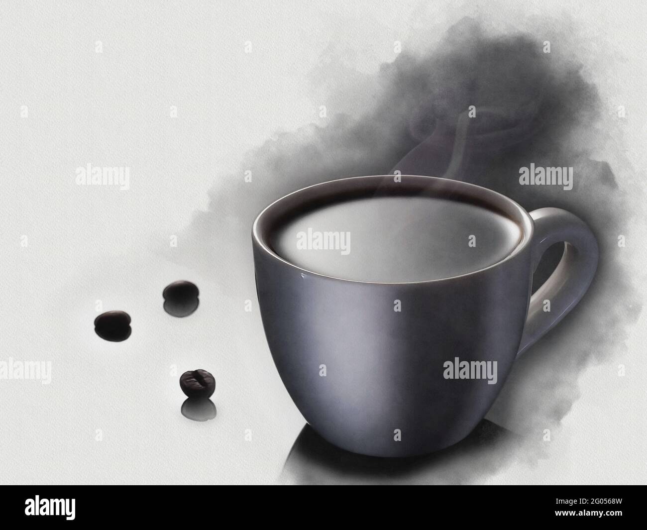 Cup of coffee. Watercolor painting Stock Photo - Alamy