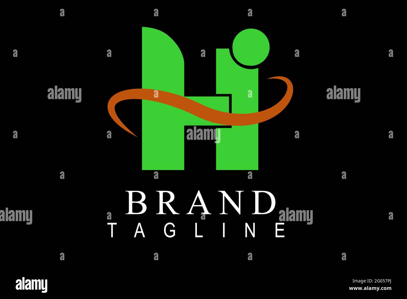 Vector Logo Hi, Green and Brown Color, at black, Natural Related ...