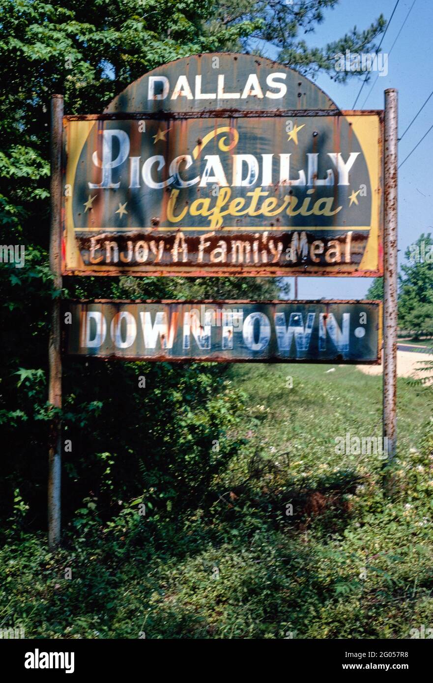 1980s America - Piccadilly Cafeteria billboard, west of Simsboro ...