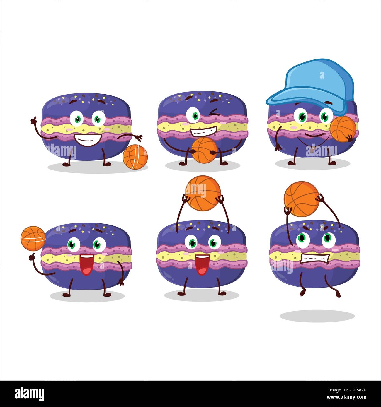 Talented grapes macaron cartoon character as a basketball athlete ...