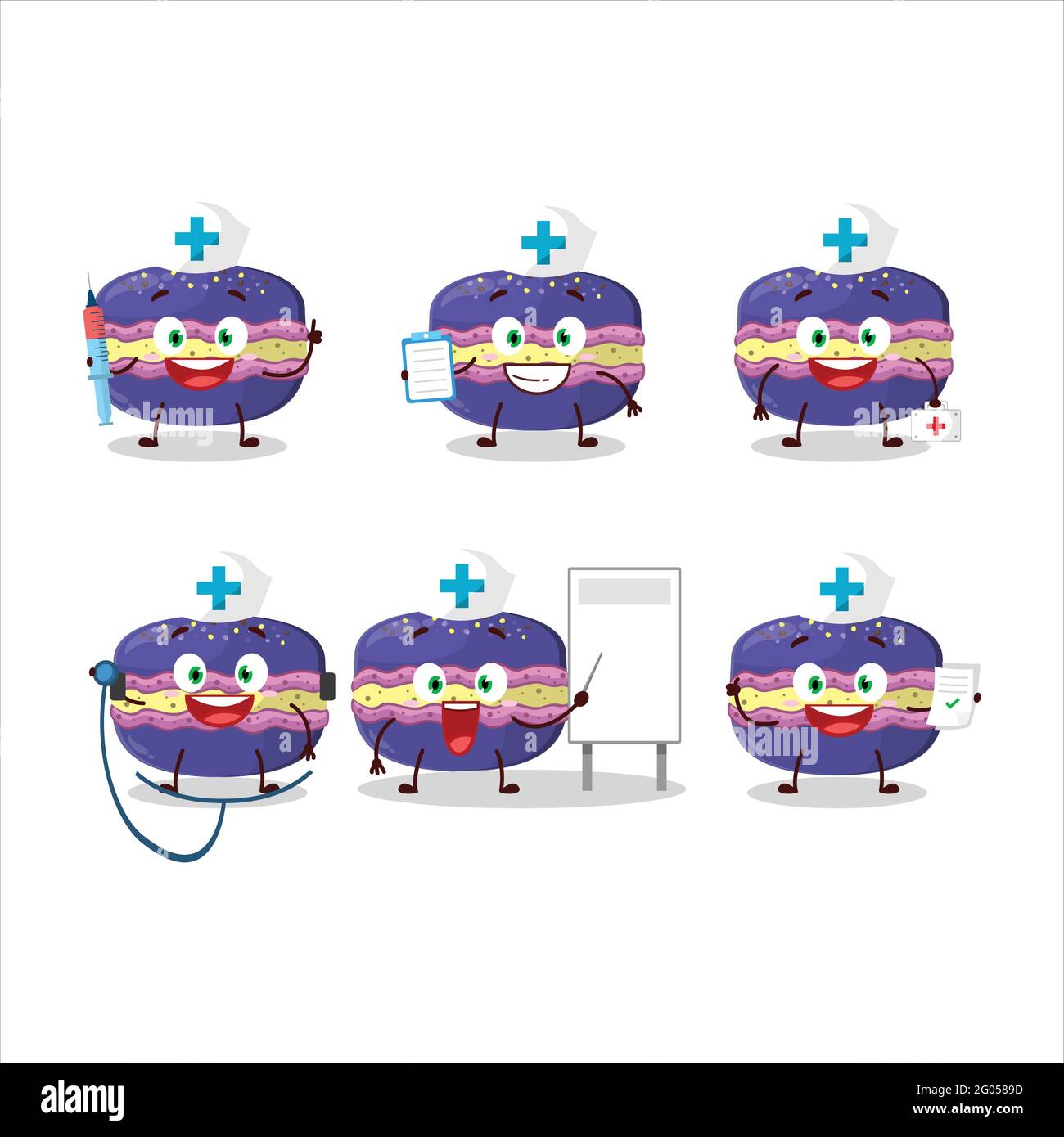 Doctor profession emoticon with grapes macaron cartoon character ...