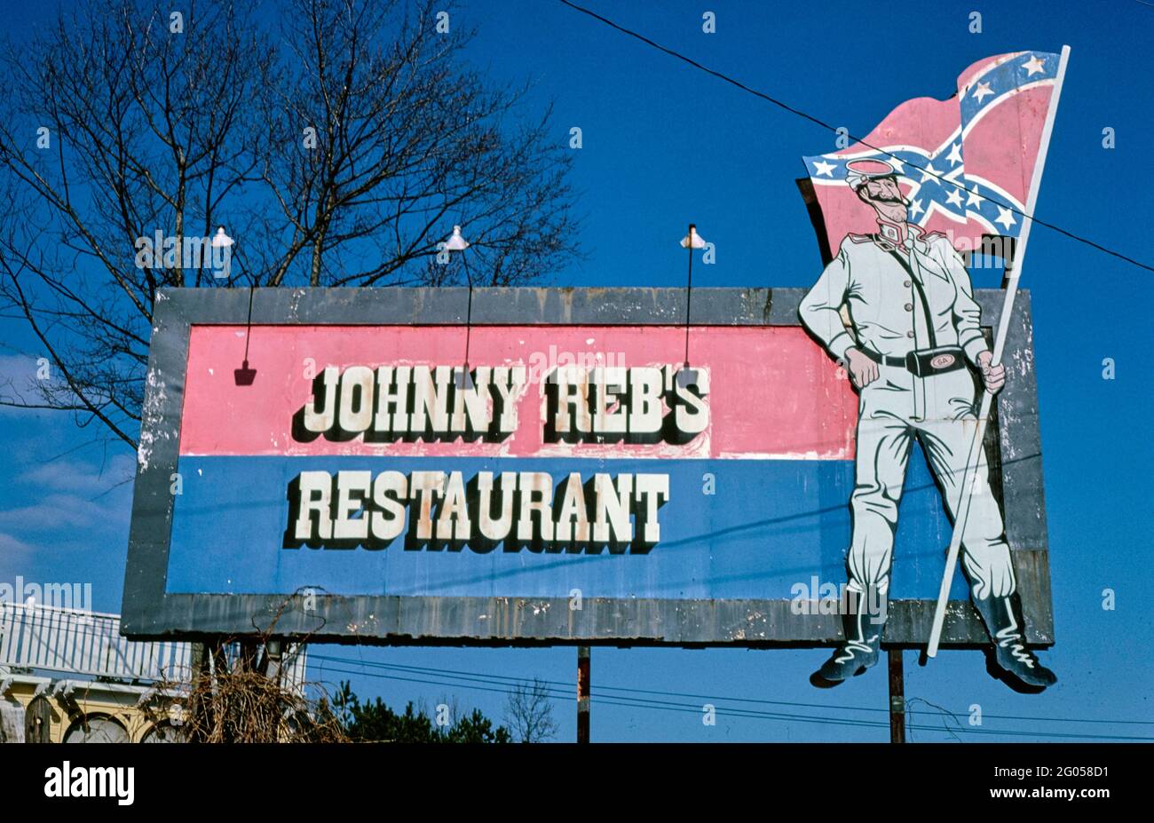 1980s America - Johnny Reb's Restaurant sign, Atlanta, Georgia 1984 ...