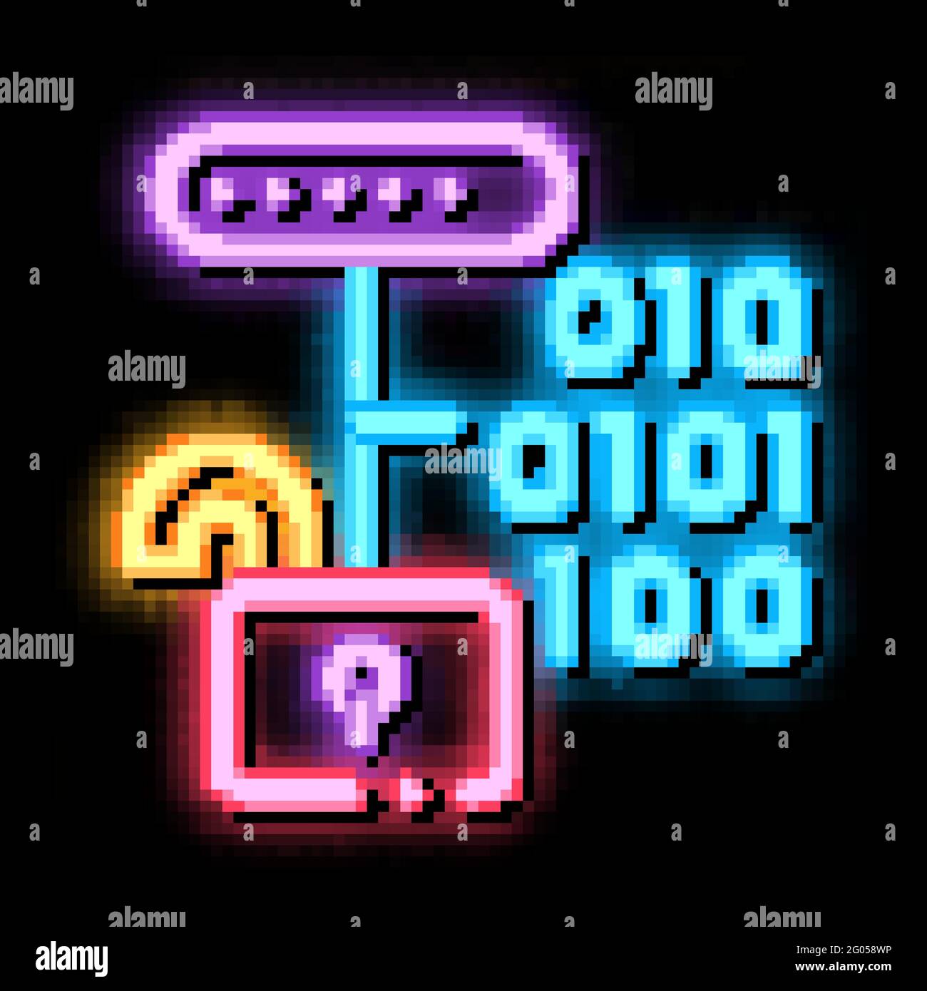Hacking Binary Code neon glow icon illustration Stock Vector Image & Art - Alamy