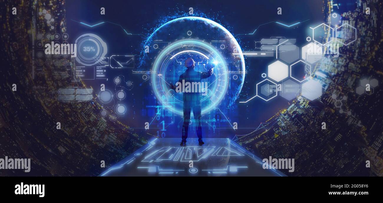 futuristic technology, engineer using digital transformation with ...