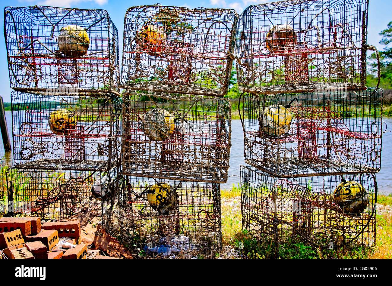 Stacks of seafood traps hi-res stock photography and images - Alamy