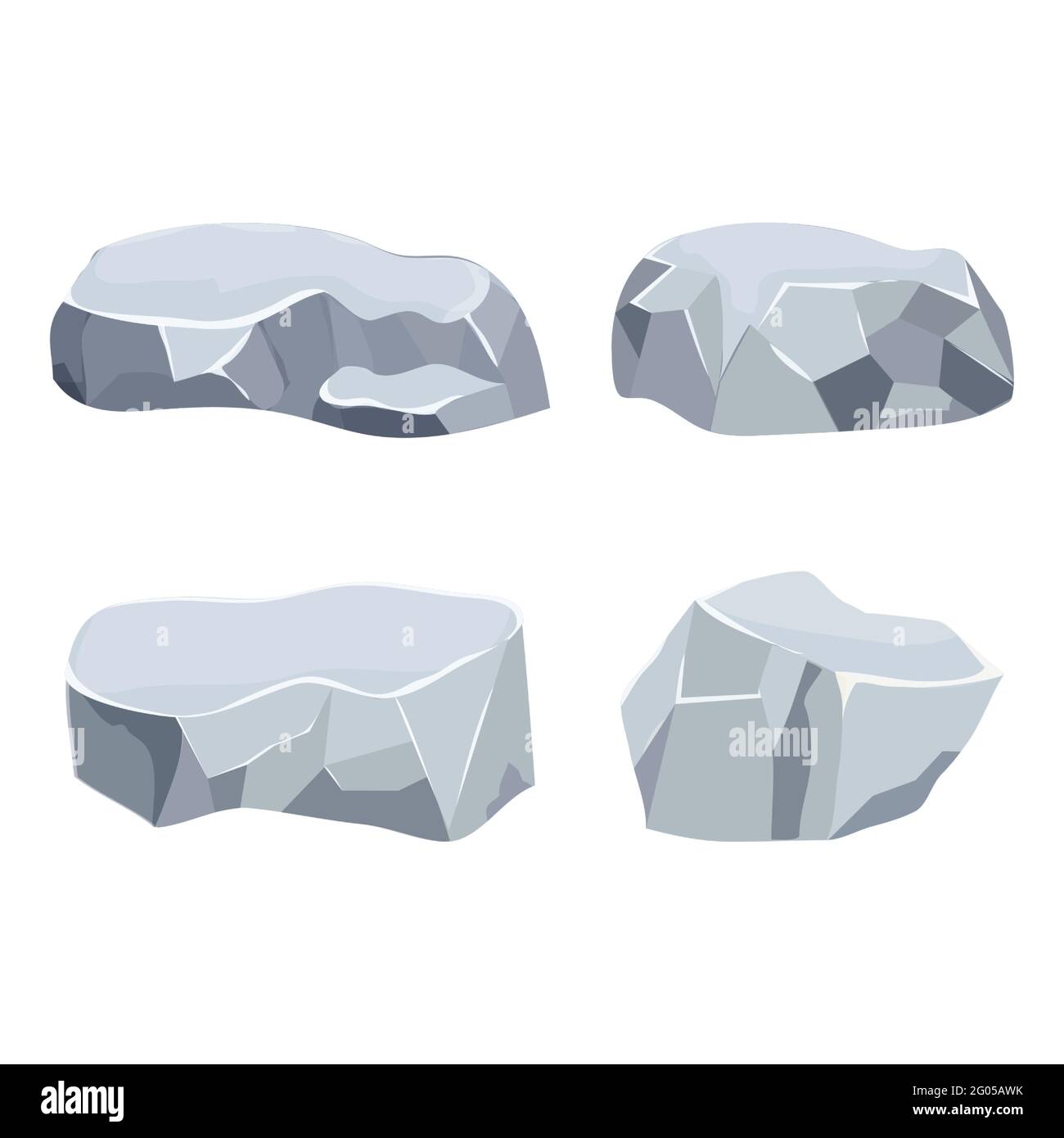 Set of silver nugget, ore in cartoon style isolated on white background ...