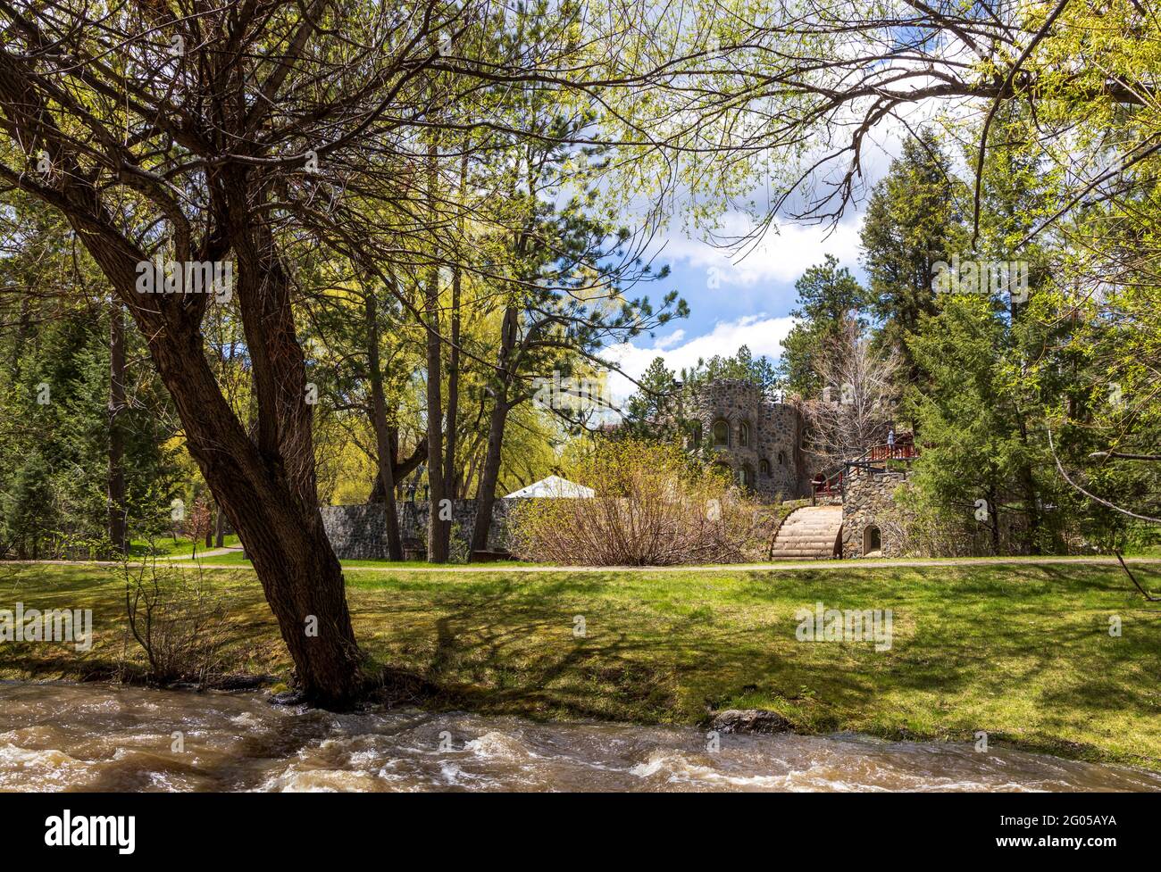 Scenic spring landscape in Lair o the Bear Park with the view of ...