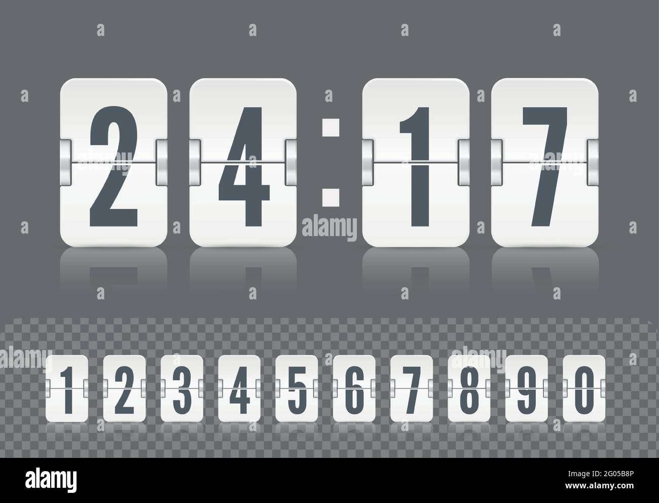 Vector modern ui design of retro time meter with numbers. Old design scoreboard clock template ...