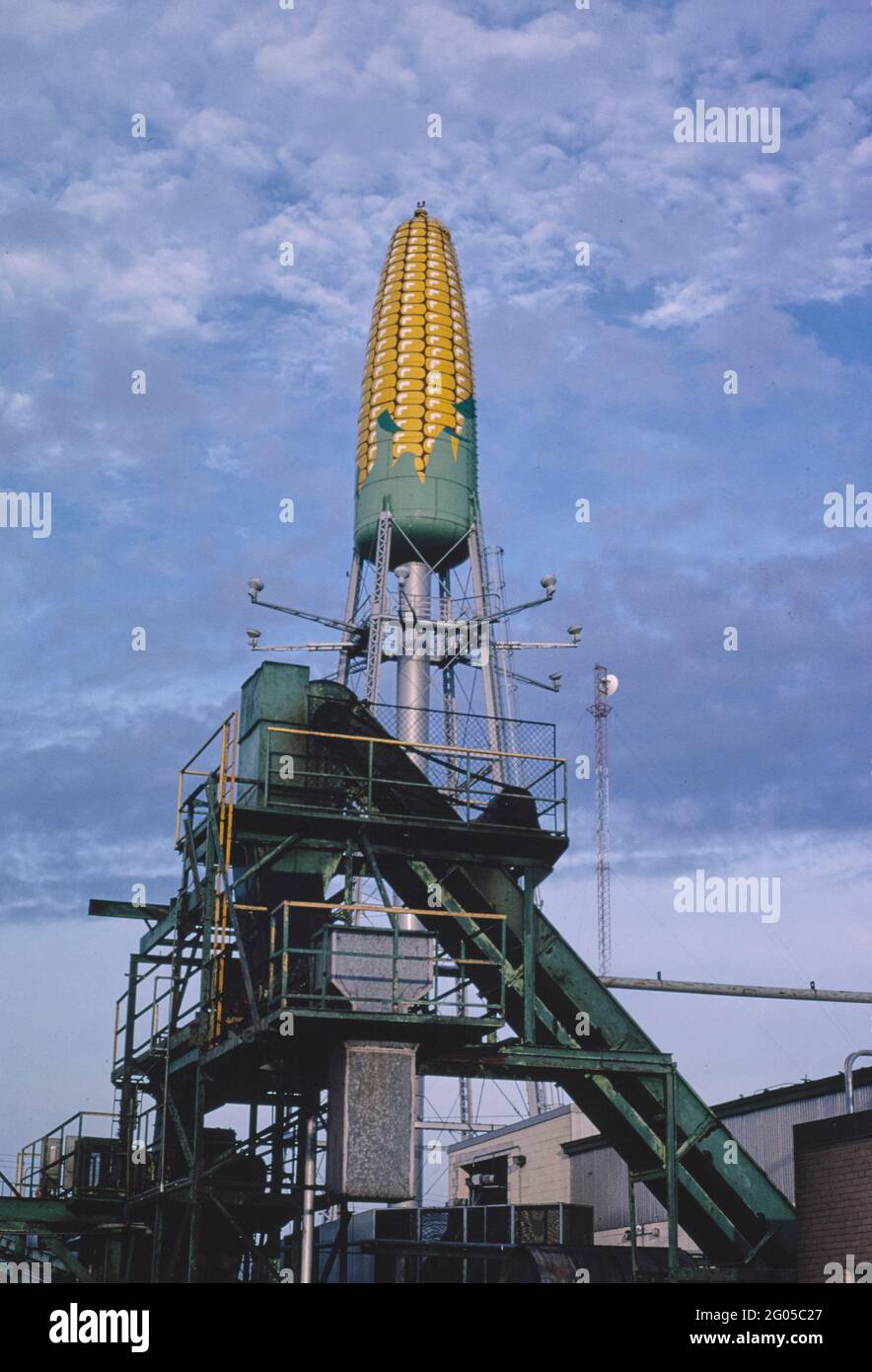 1980s United States - Corn water tower angle 2, Seneca Foods, Route 14 ...