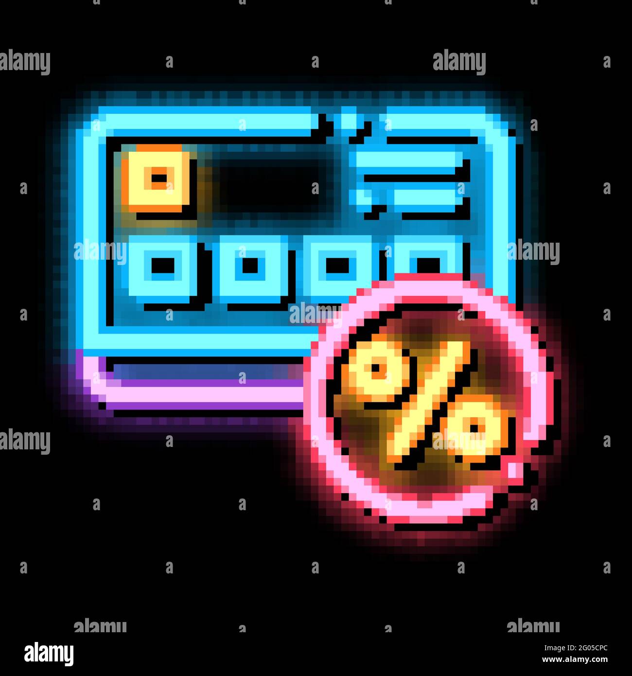 Credit Percentage Card neon glow icon illustration Stock Vector Image ...