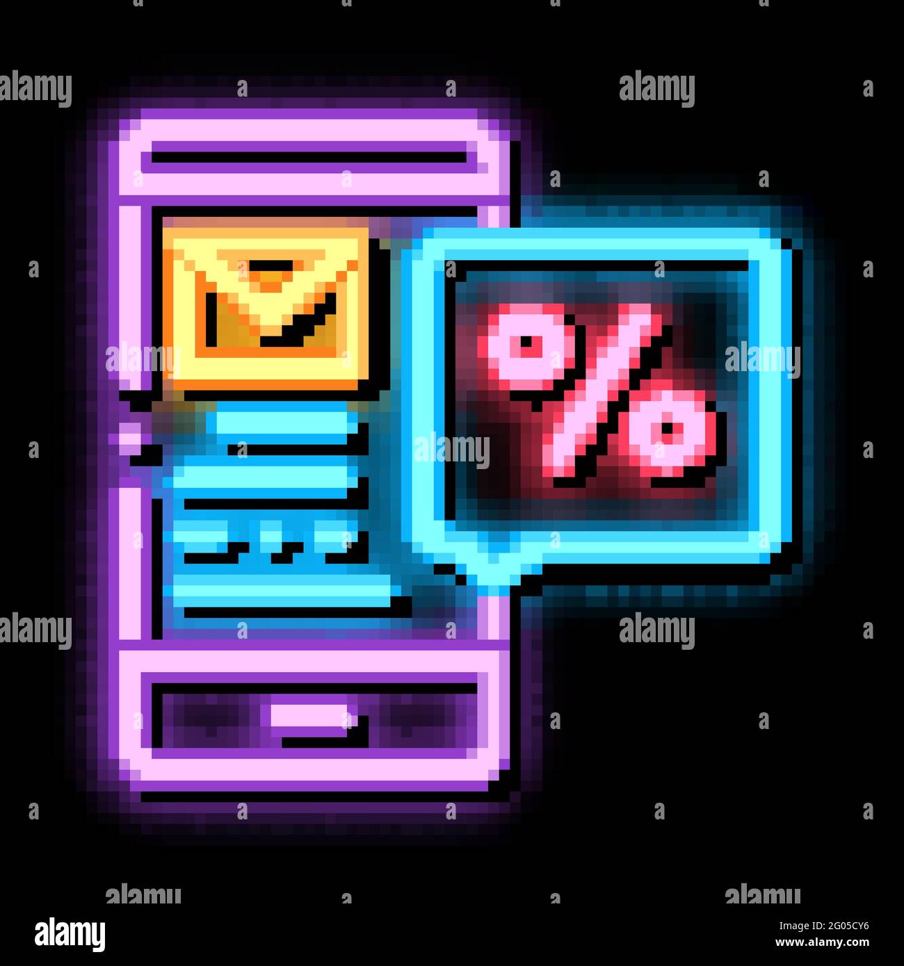 Phone Message about Percent neon glow icon illustration Stock Vector ...