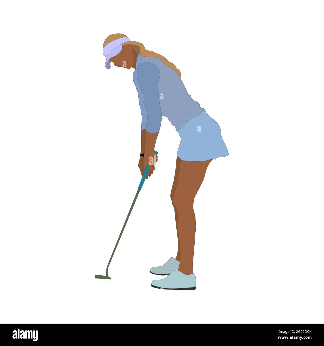 Golf. Colored silhouette of a woman playing golf. Color sports ...