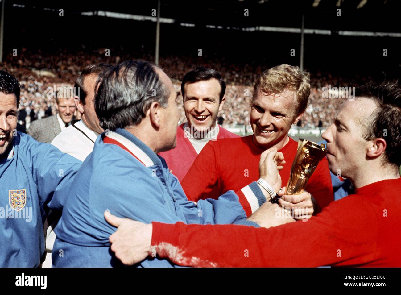 File photo dated 30-07-1966 of Sir Alf Ramsey, Bobby Moore and Nobby ...
