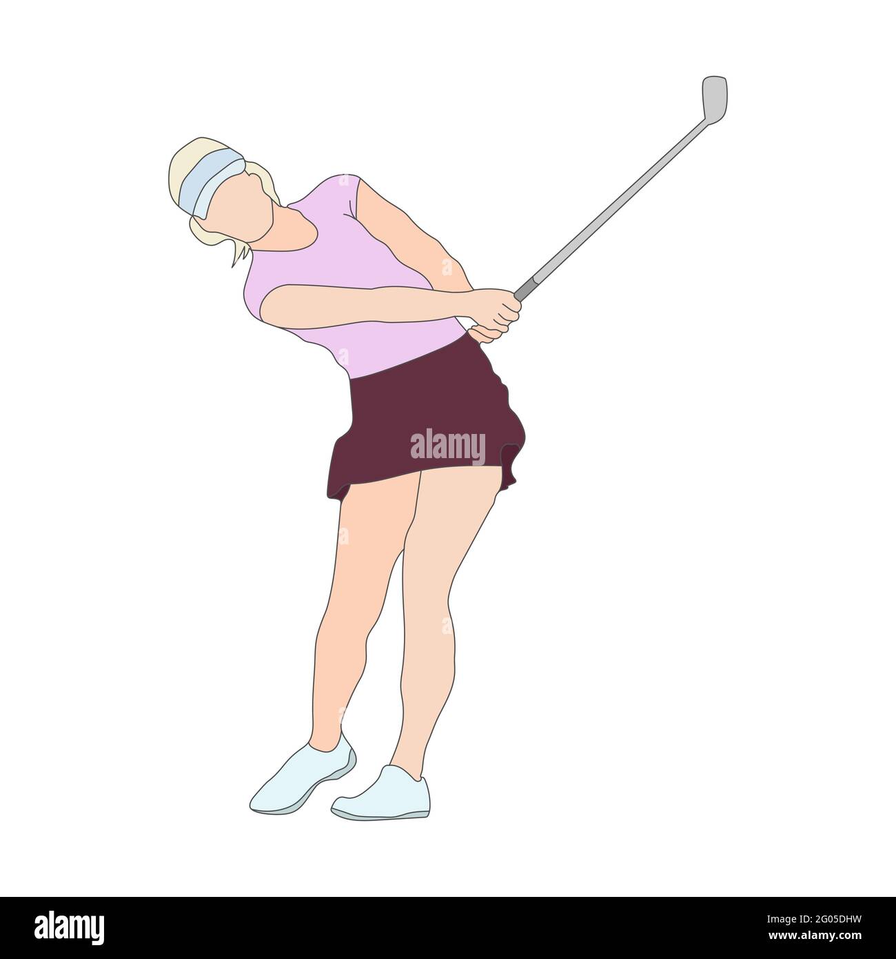 Golf. Colored silhouette of a woman playing golf. Color sports ...