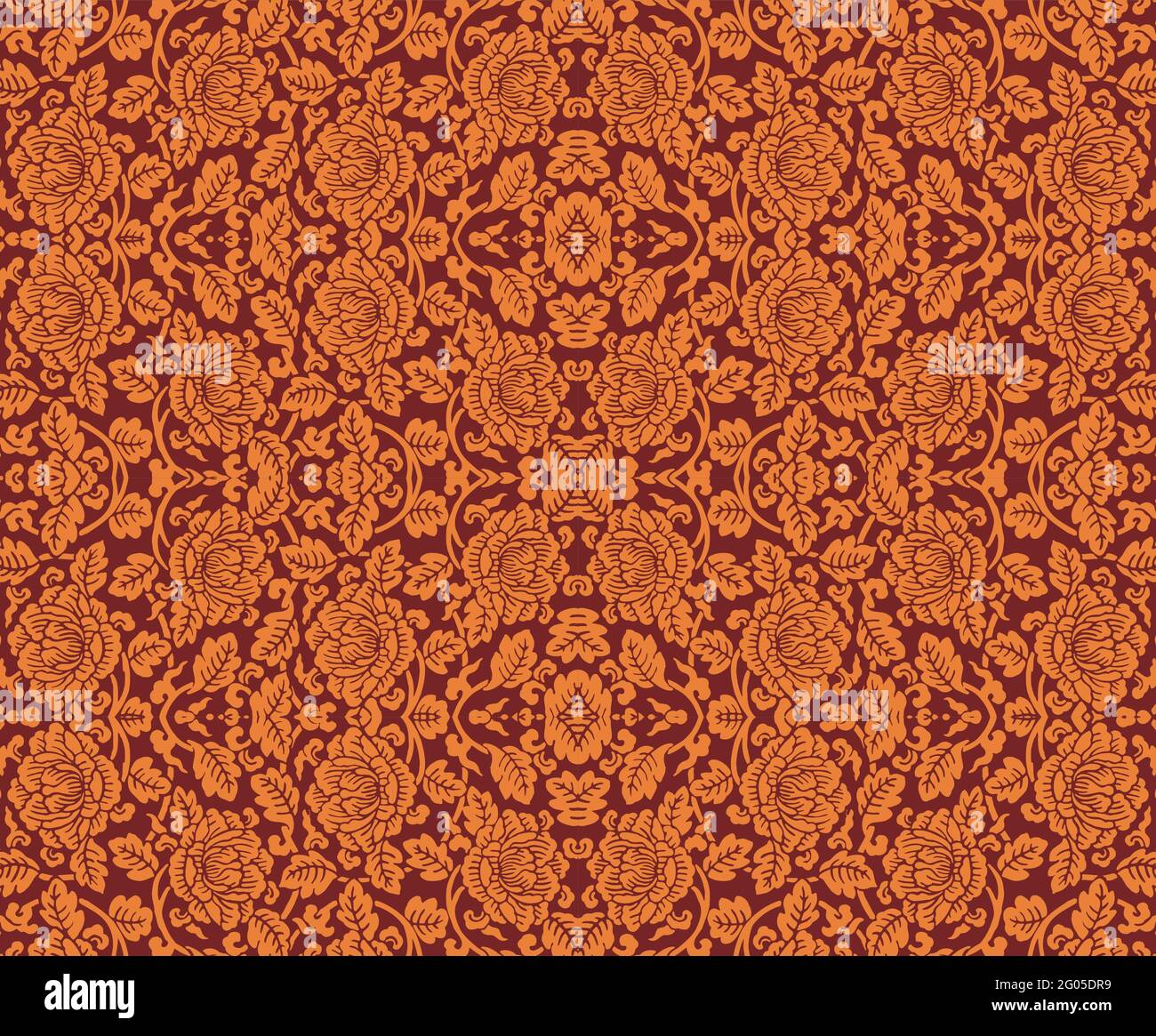 Seamless Oriental Floral Vector Pattern. Traditional floral pattern for ...