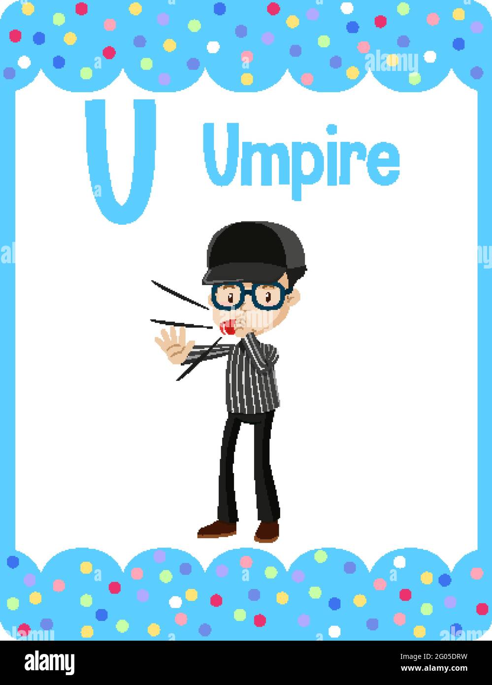 Alphabet flashcard with letter U for Umpire illustration Stock Vector ...