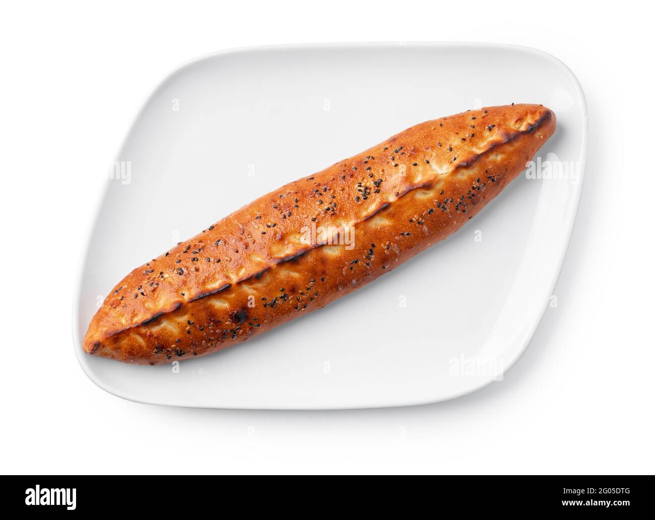 Turkish boat-shaped flatbread pide isolated on white Stock Photo - Alamy