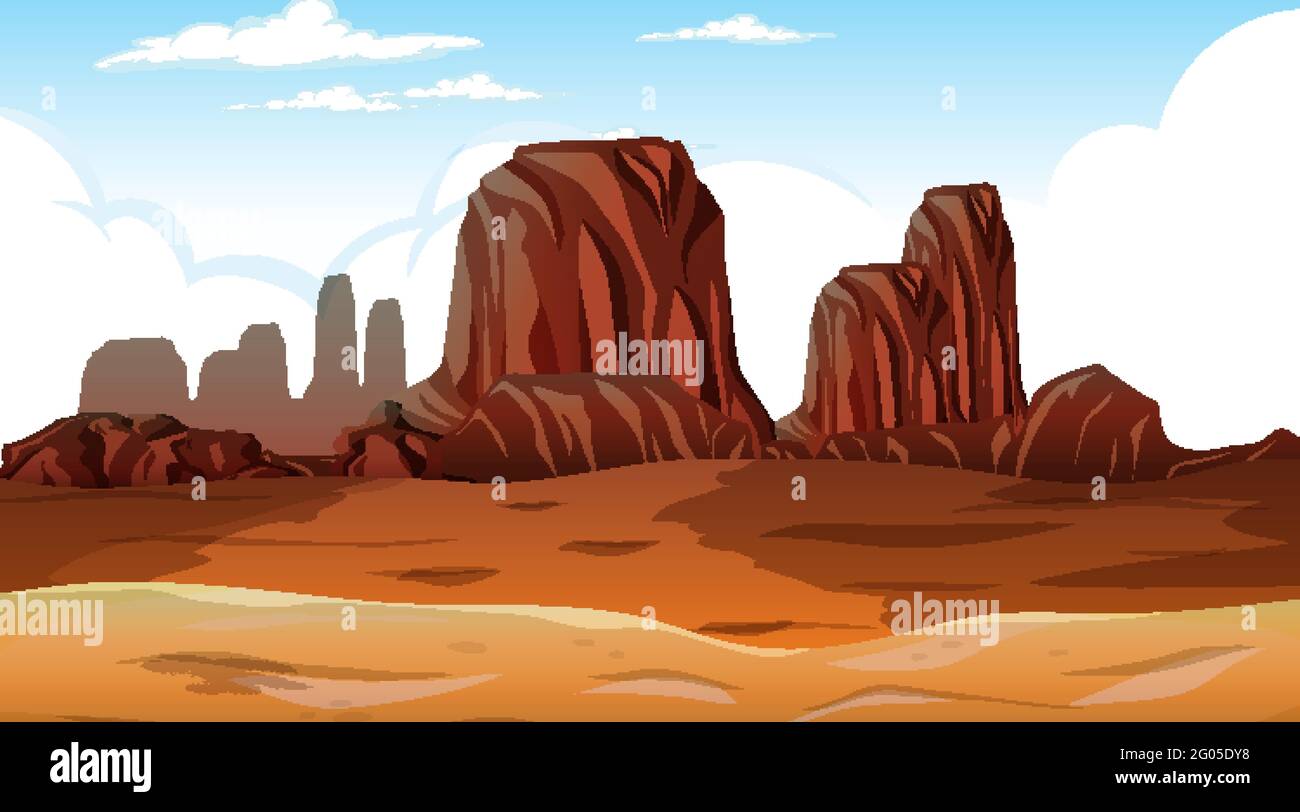 Desert forest landscape at daytime scene illustration Stock Vector ...