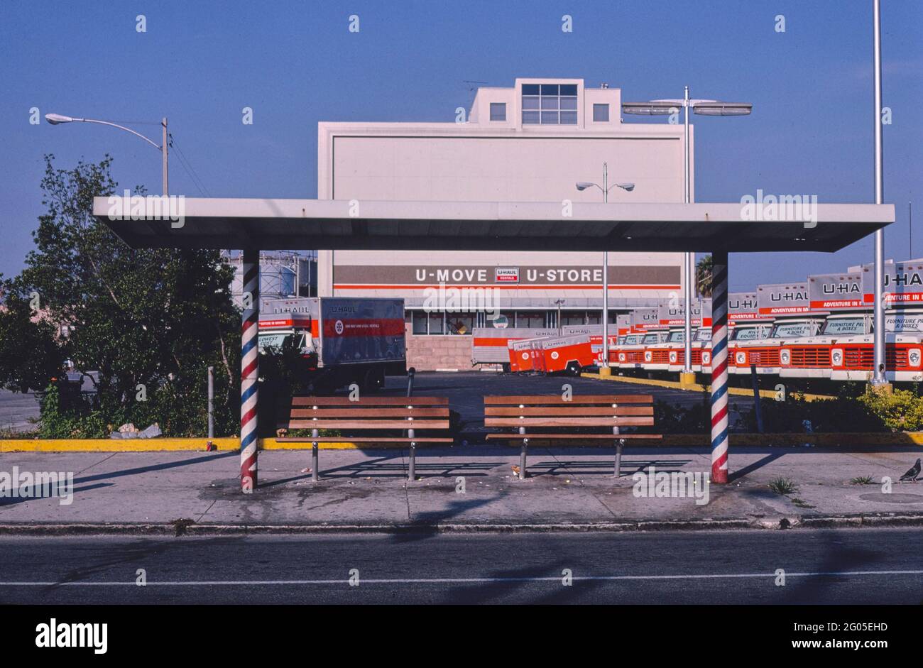 1980s America - Webb City bus stop barber pole, 9th Street South, St ...