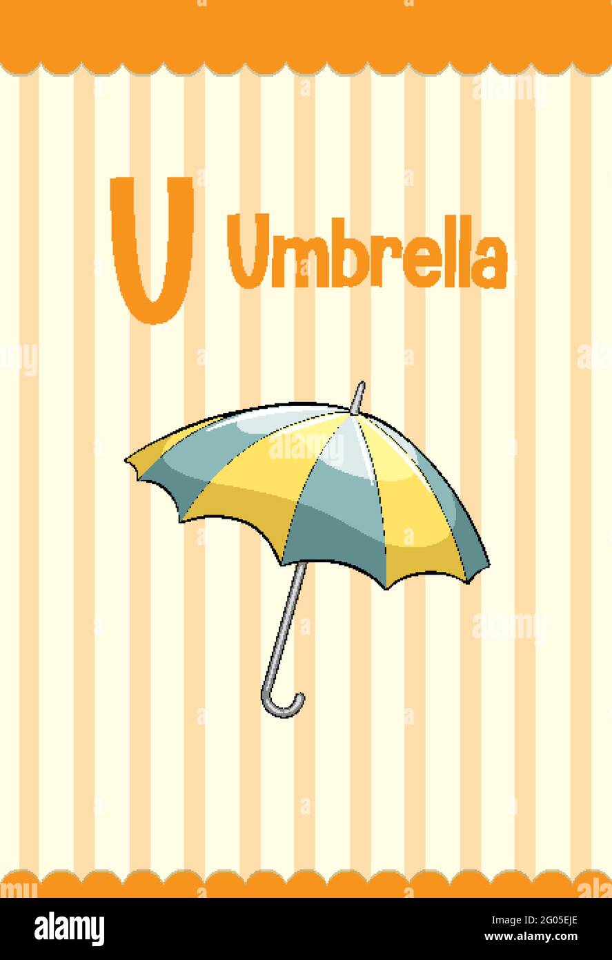 Alphabet flashcard with letter U for Umbrella illustration Stock Vector ...