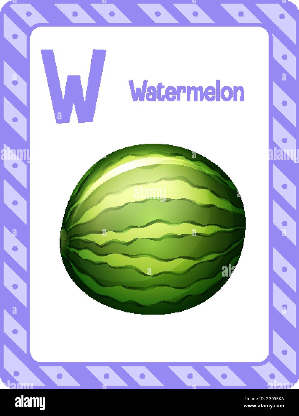 Alphabet flashcard with letter W for Watermelon illustration Stock ...
