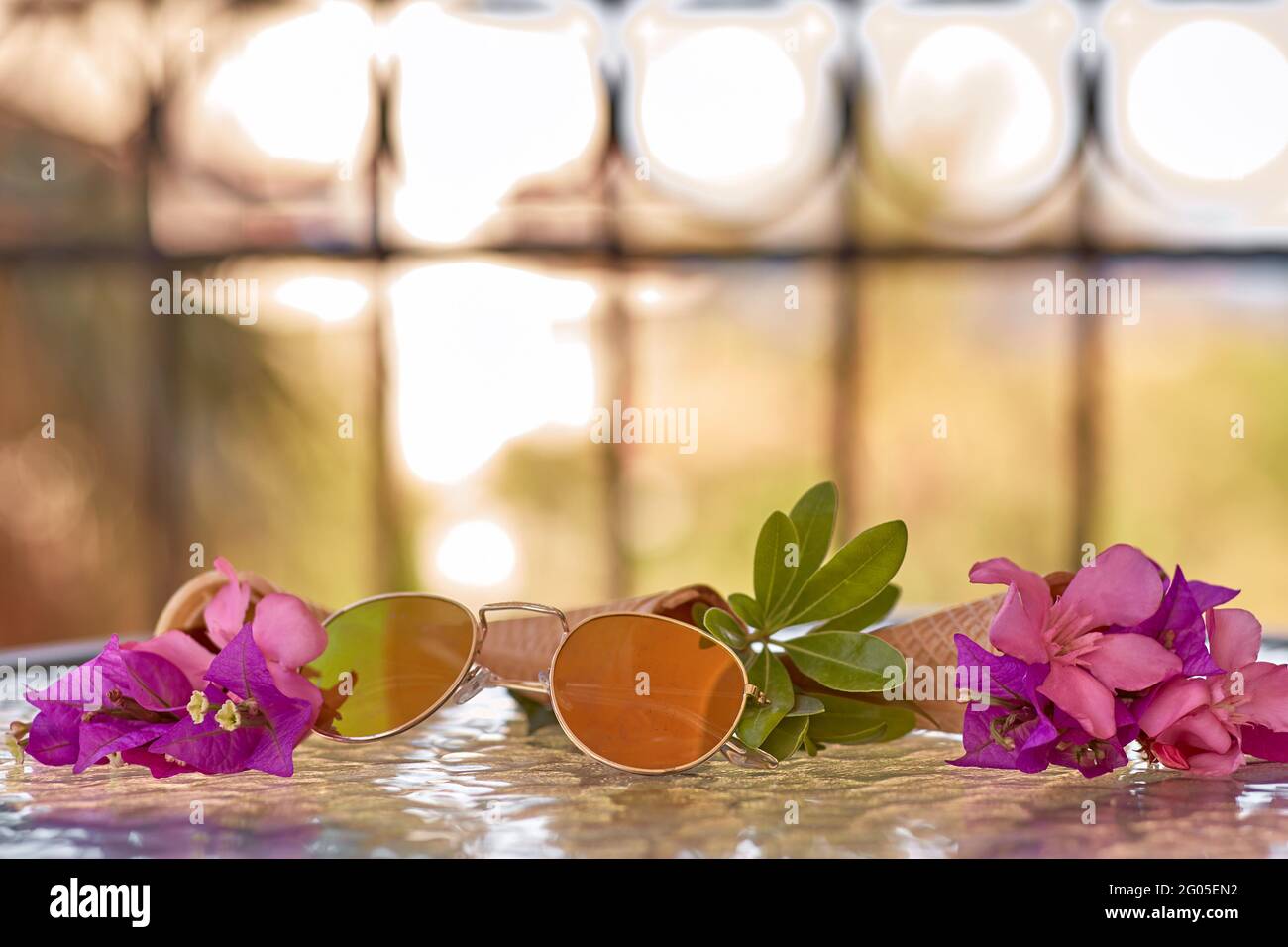 Surreal bright pink bougainvillea flowers in an ice cream cone and ...