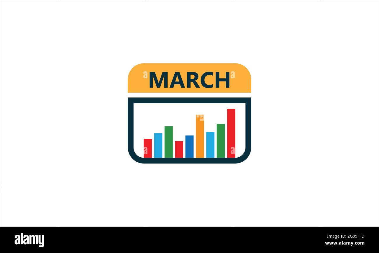 March business bar chart Graph Calendar Logo Icon Design illustration ...