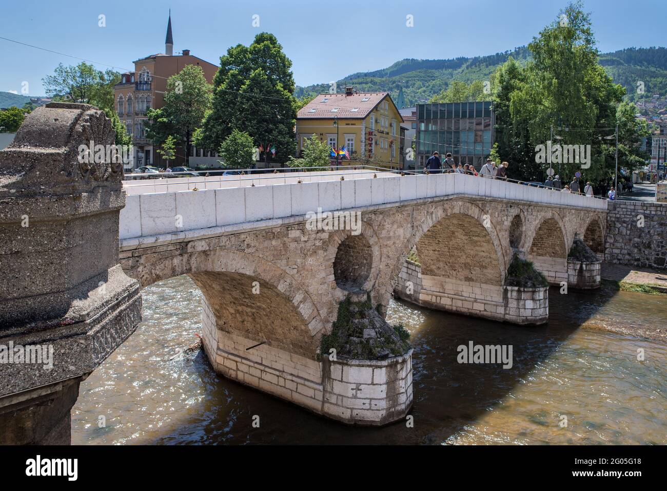 Latin Bridge is an Ottoman bridge over the river Miljacka, Sarajevo ...