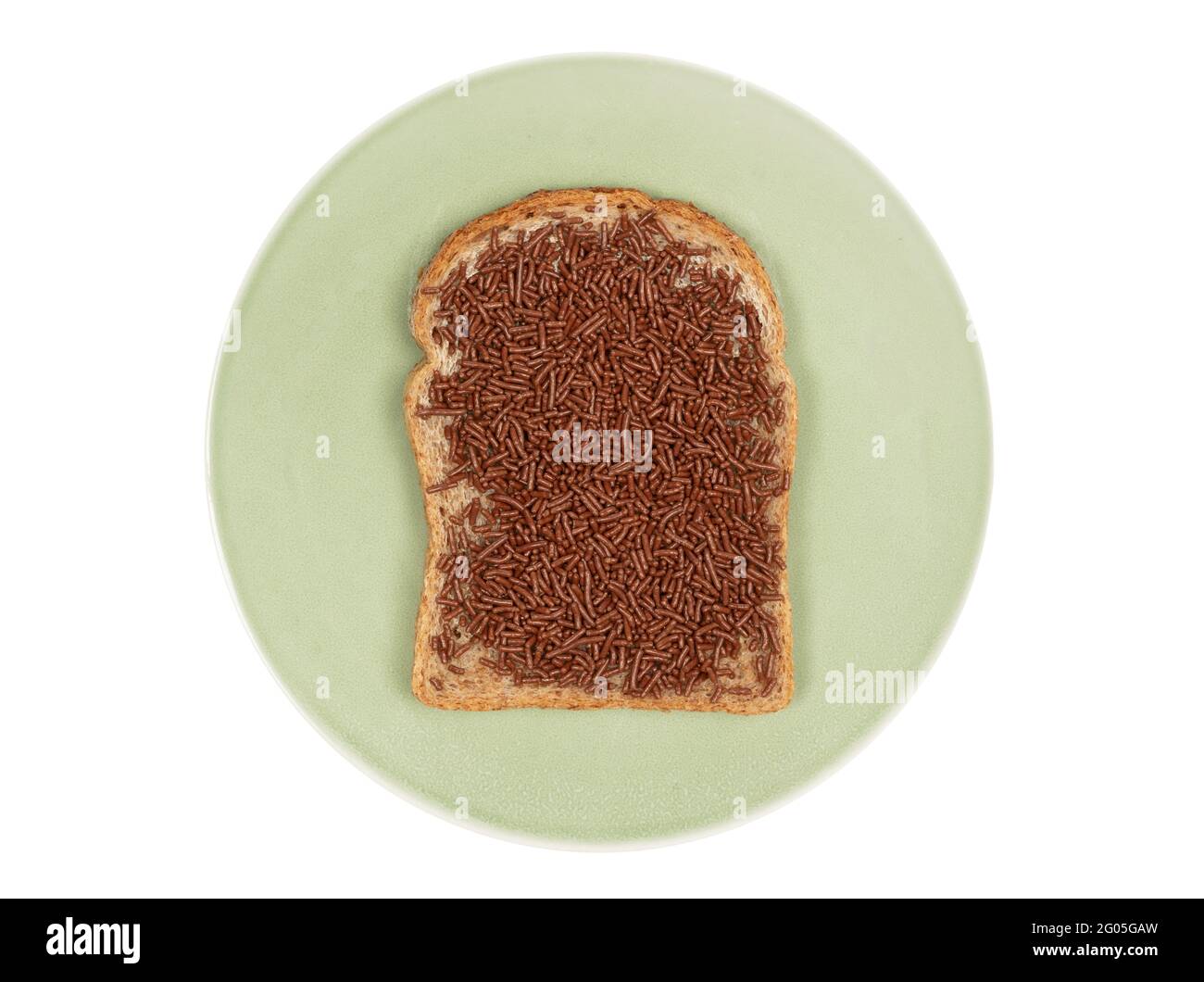 Typical dutch chocolate sprinkles (hagelslag) on a slice of bread ...