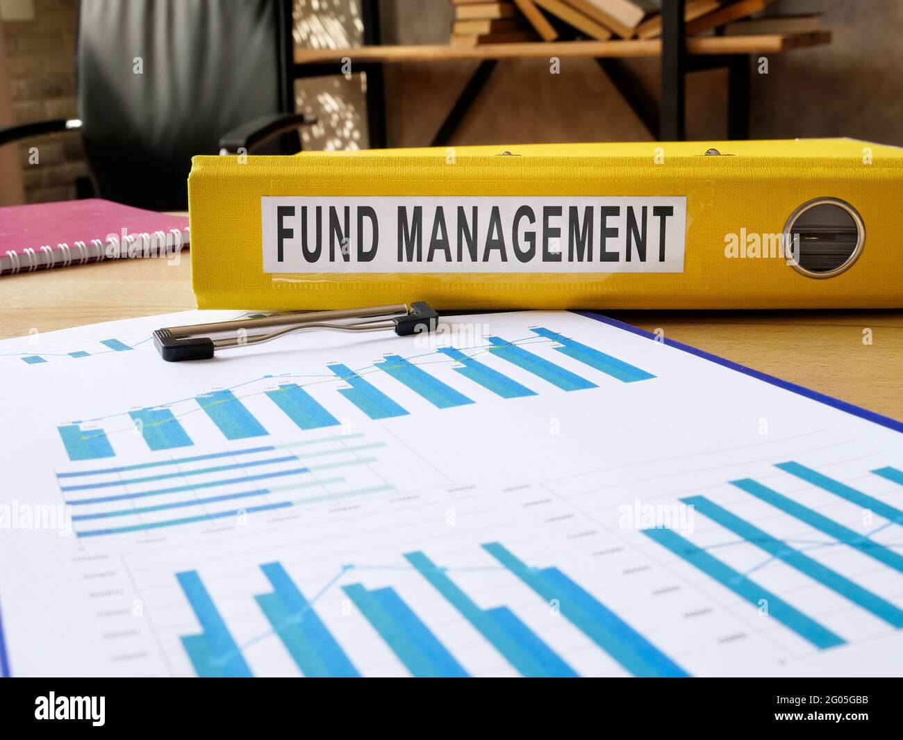 Folder with Fund management report and investment profit results Stock ...