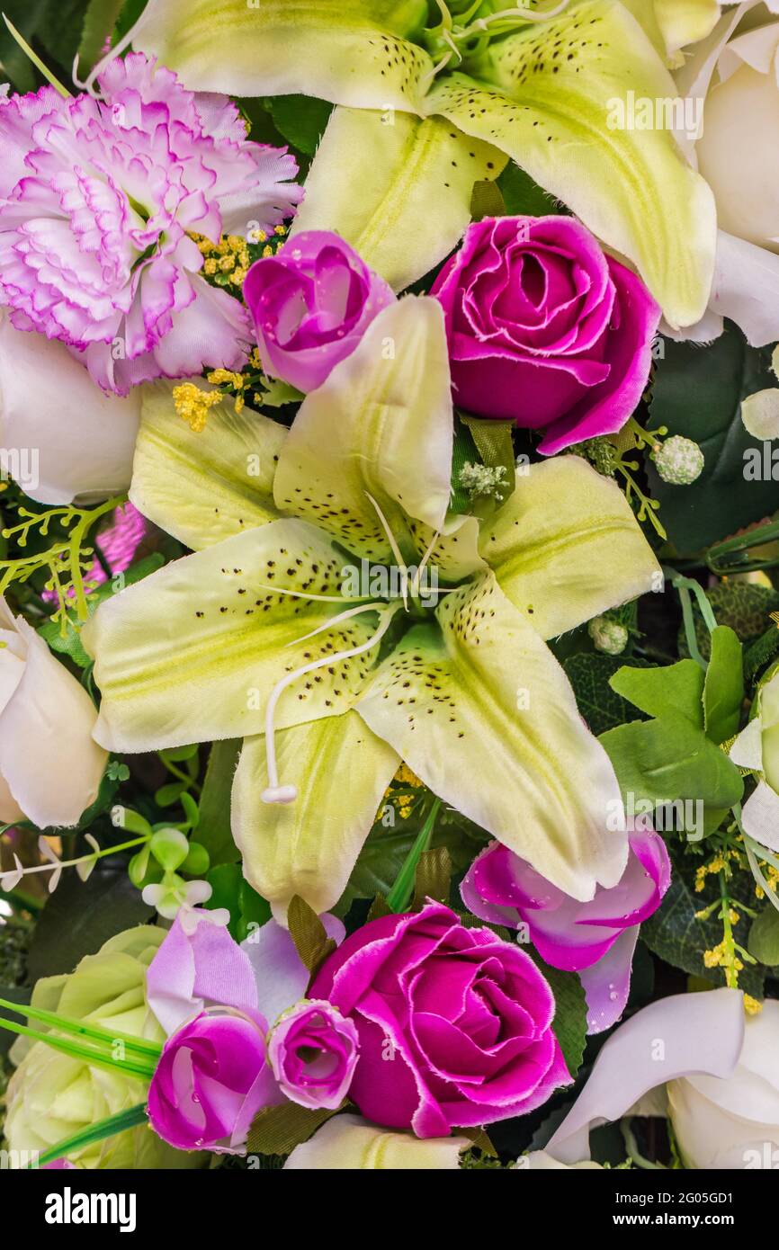 Colorful flower decoration on beautifully realistiแ theme Stock Photo ...