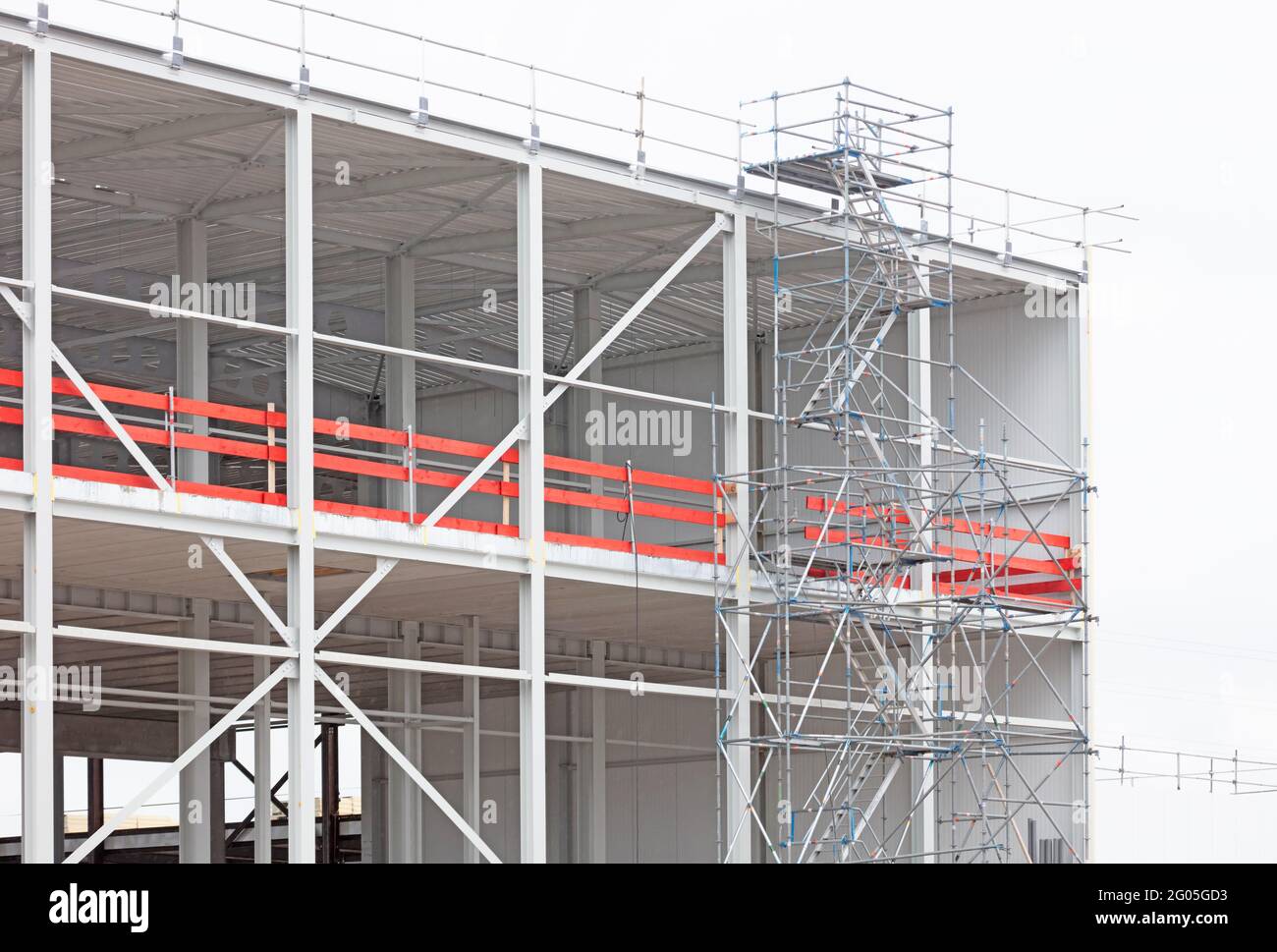 Scaffolding on new commercial construction project, the Netherlands ...