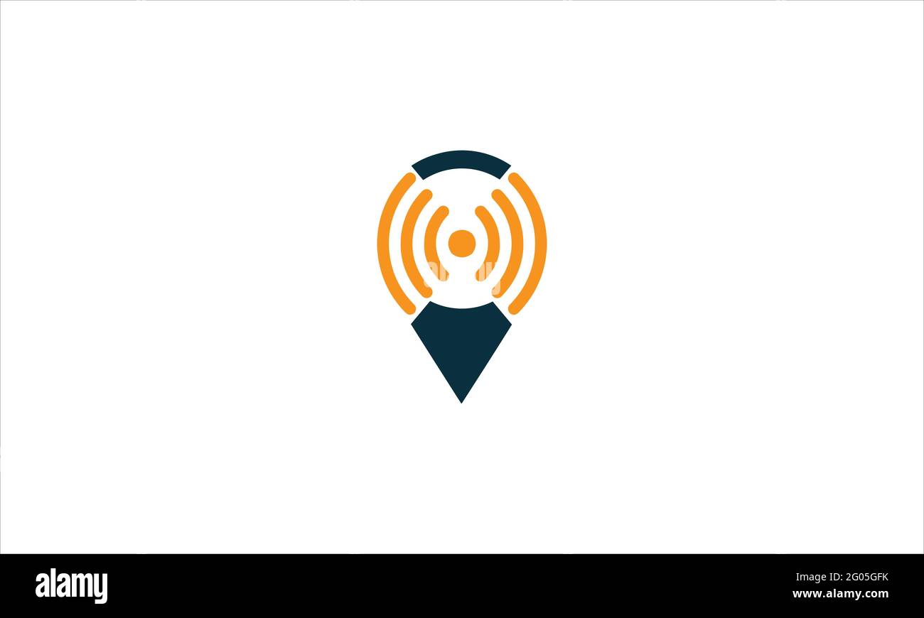 location and connection or signal logos Wi-Fi signal point design ...