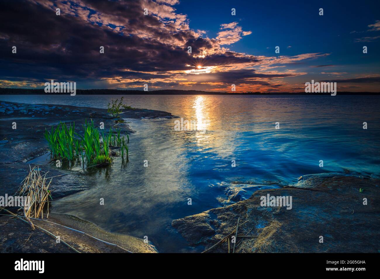 Beautiful spring evening at the island Brattholmen in the lake Vansjø ...