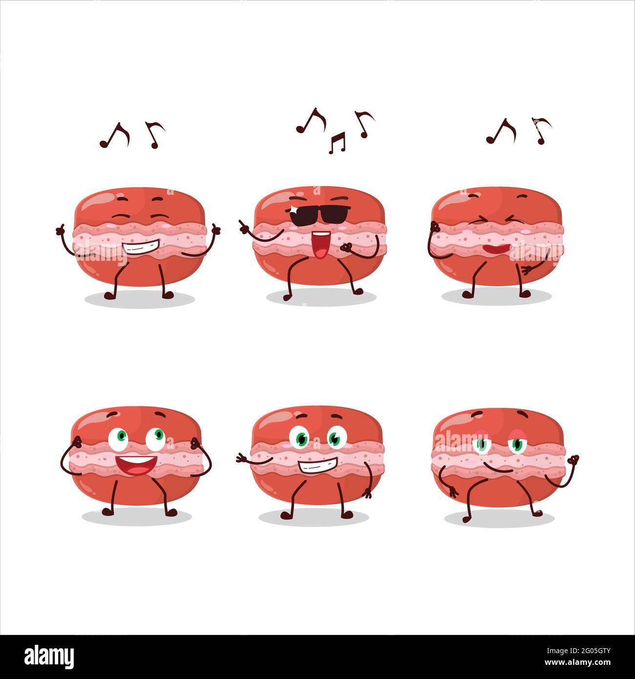 An image of red macaron dancer cartoon character enjoying the music ...