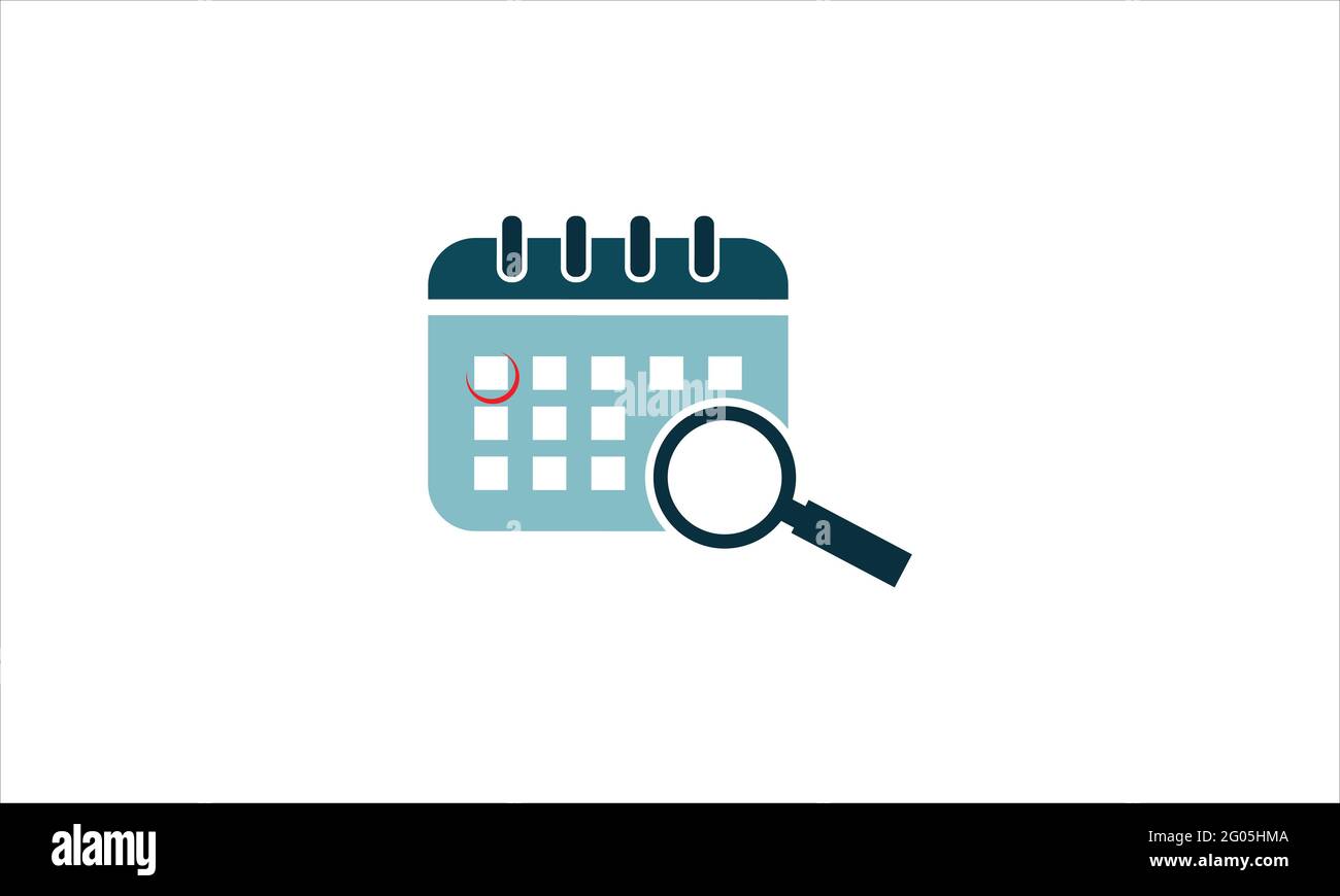 Calendar search vector icon isolated on white background design ...