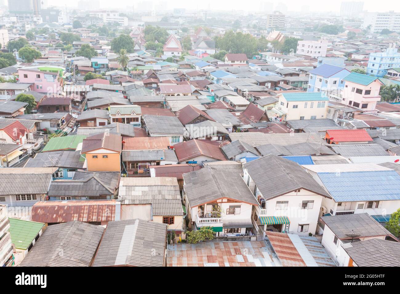 Panoriamic view of slums in Bangkok background Stock Photo - Alamy