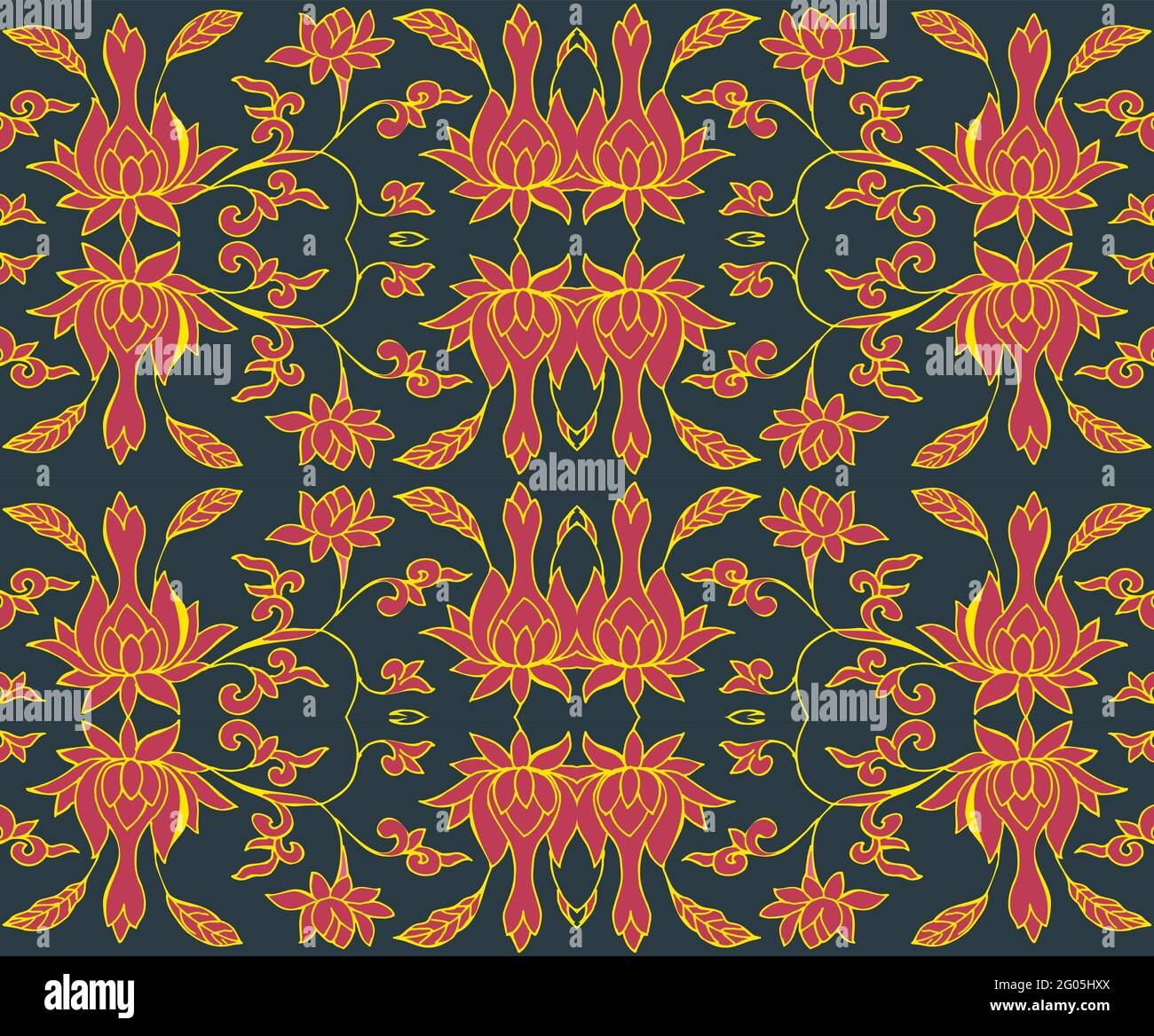 Seamless Oriental Floral Vector Pattern. Traditional floral pattern for ...