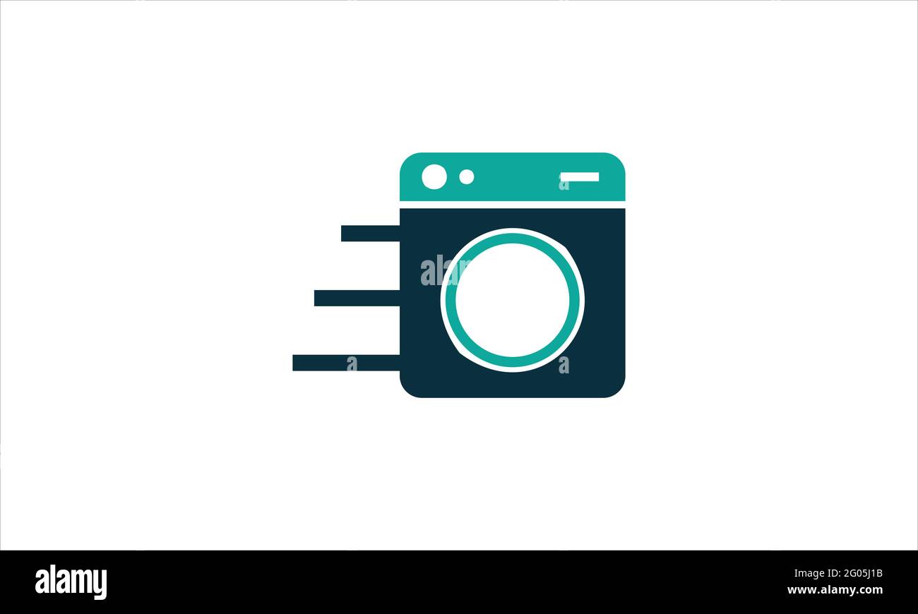 Quick Wash Icon Washing Machine Washer logo design vector illustration ...