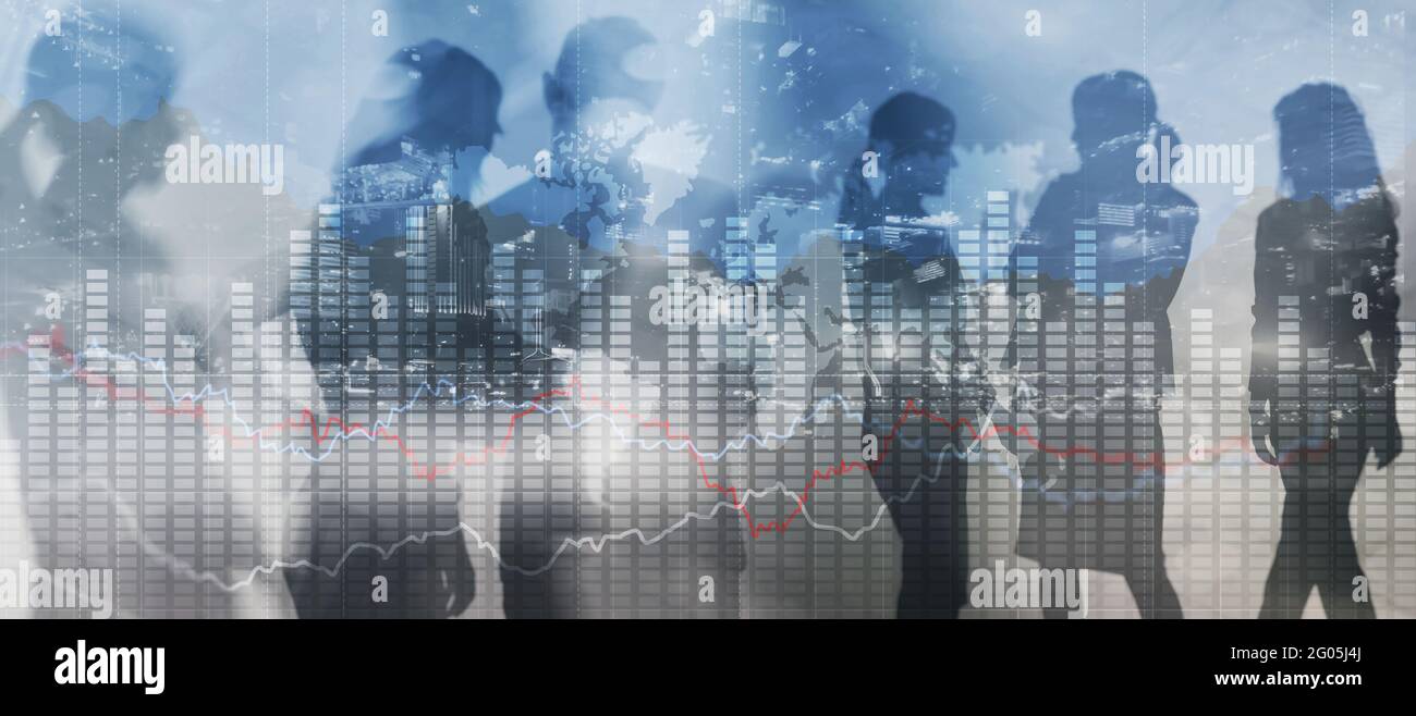 Business graph chart. Virtual screen with stock market changes ...