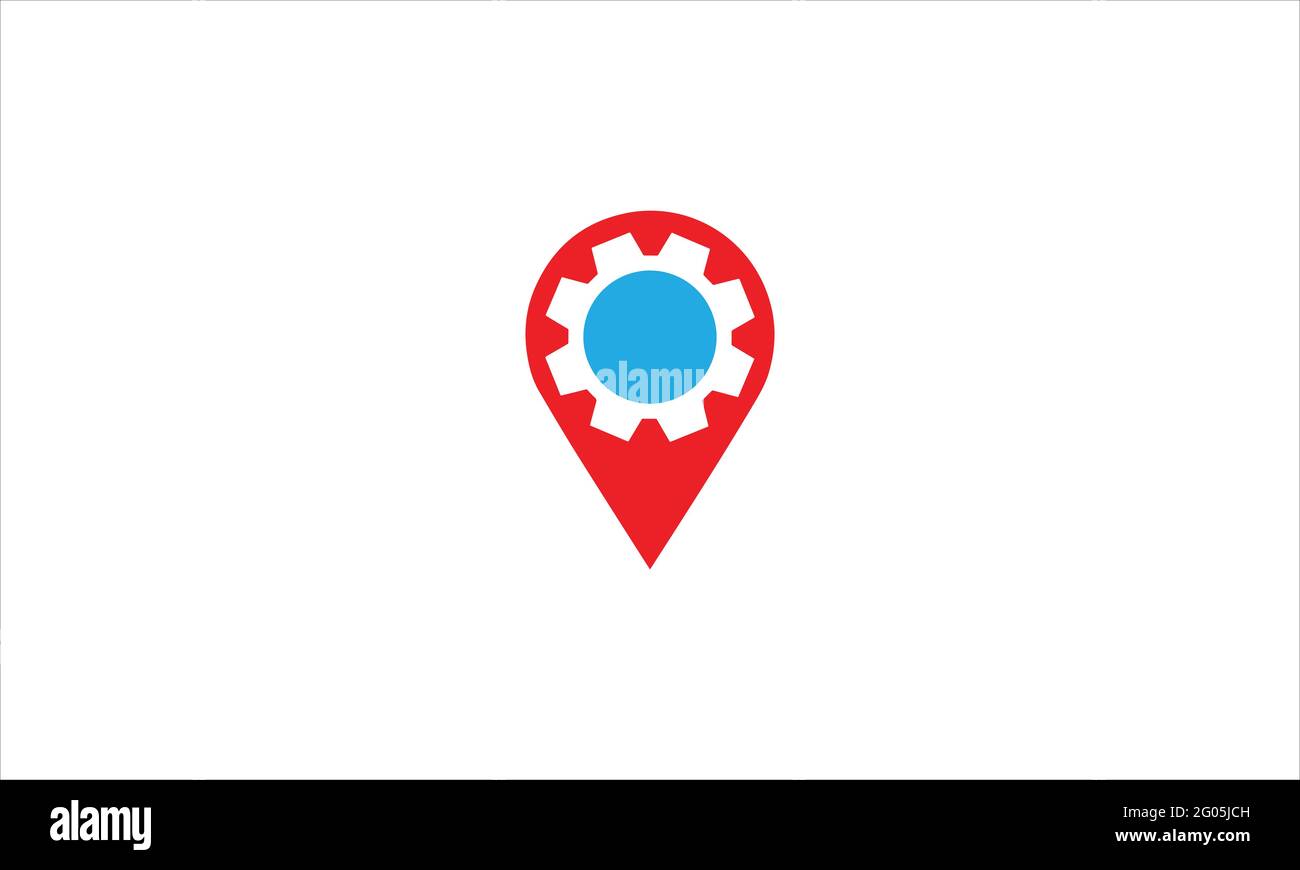 Cogwheel and pin gear wheel location setting icon logo in minimal ...